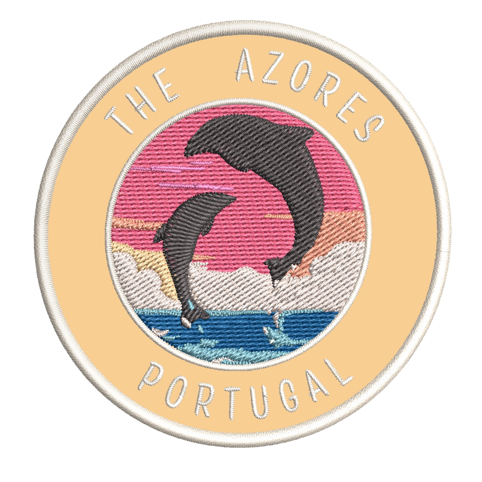 The Azores, Portugal Dolphin Sunset 3.5 Inch Iron Or Sew On Embroidered ...