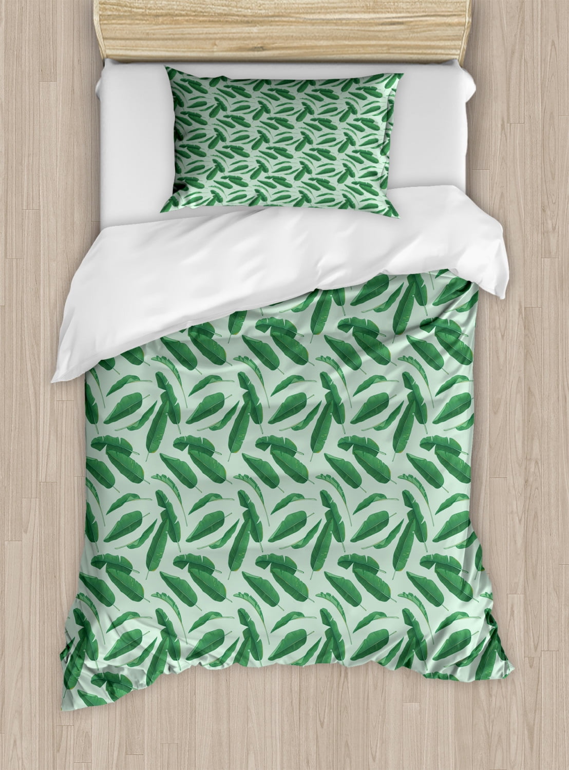 Banana Leaf Twin Size Duvet Cover Set, Jungle Rainforest Nature Theme ...