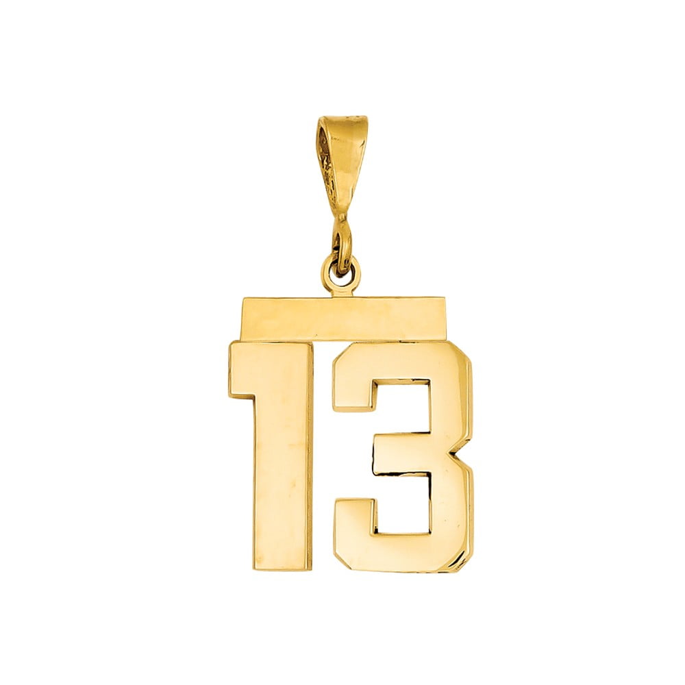 14k Yellow Gold Medium Polished Number 13 Charm - Walmart.com