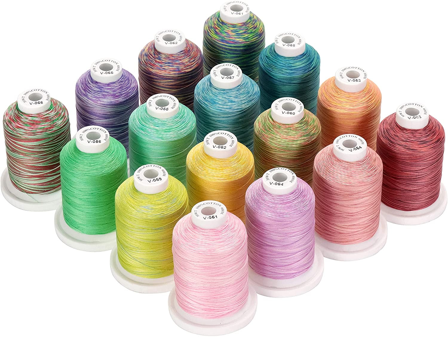New brothread 16 Variegated Colors 100% Mercerized Cotton Thread 30WT ...