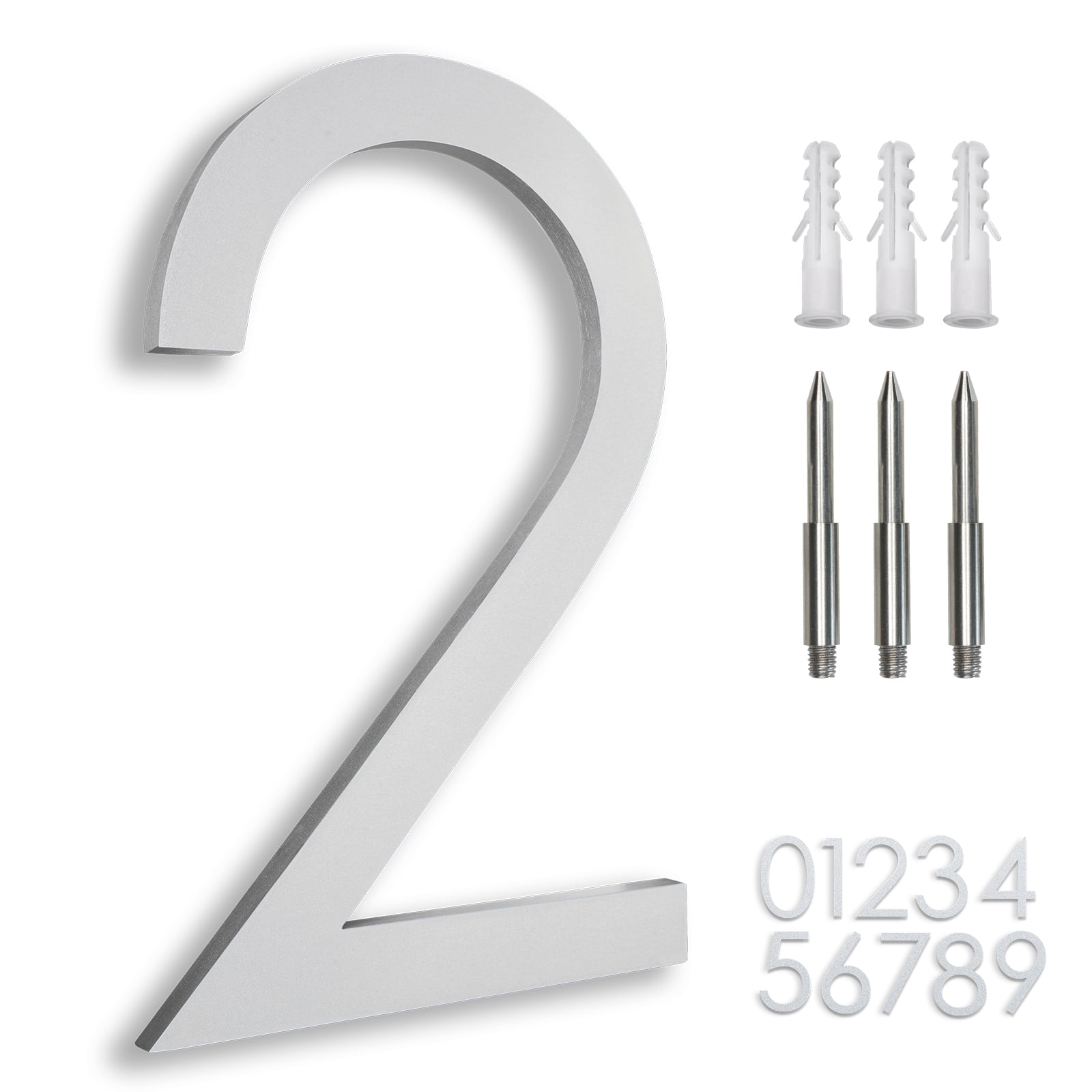 8" Address Numbers For House,Modern House Numbers Large Silver Exterior ...