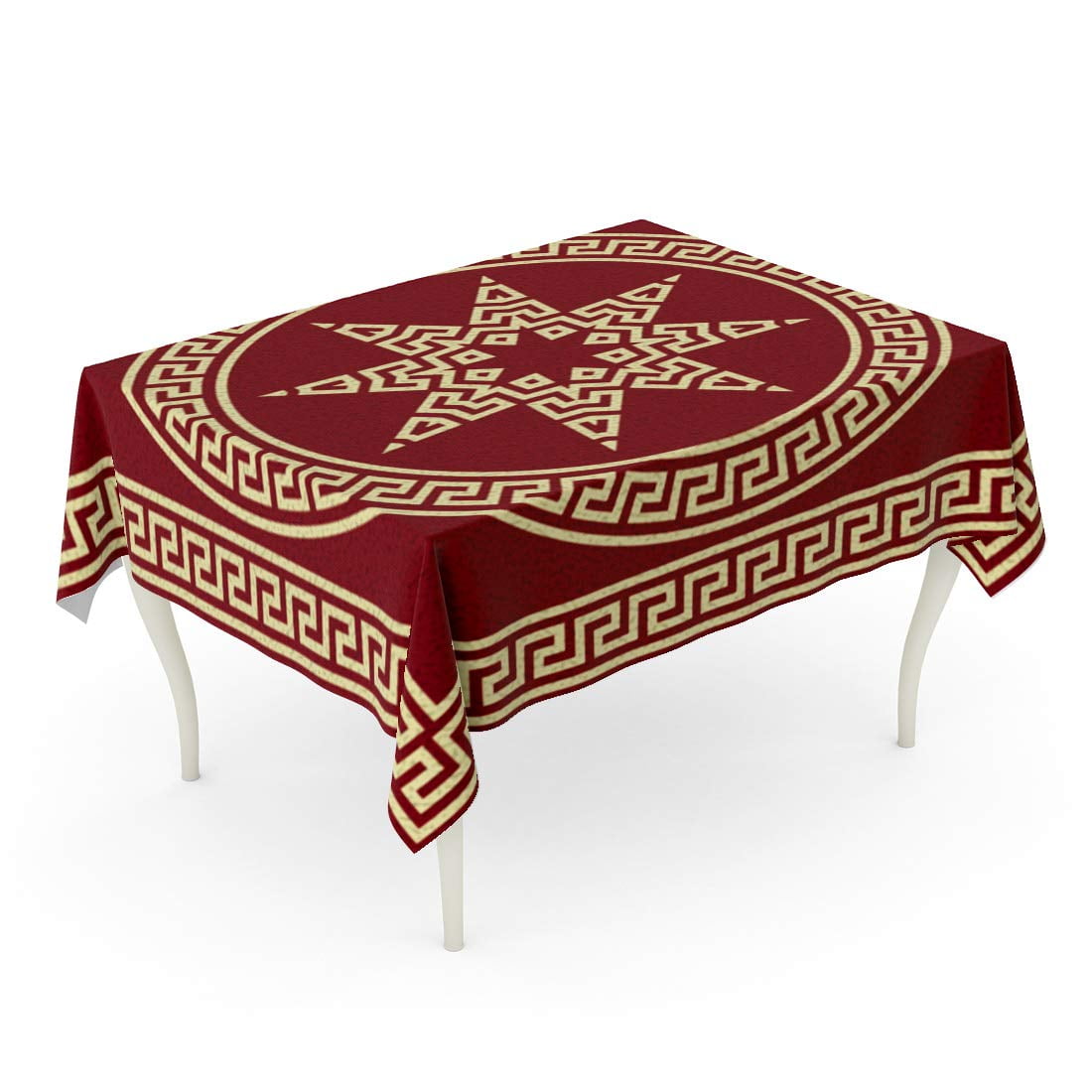 JSDART Red Traditional Vintage Golden and Round Greek Meander ...