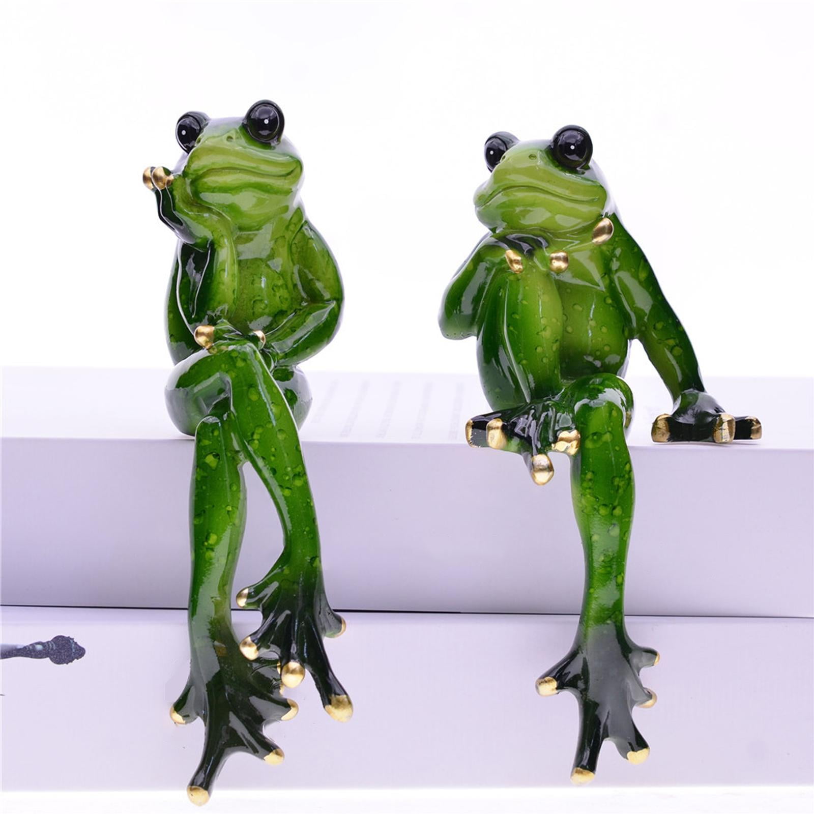 2x Resin Frog Figurine, Animal Statue Modern Ornament Sculpture Craft ...