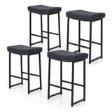 Summit Living 24 Inch Counter Stools Set of 4, Saddle Backless Faux ...