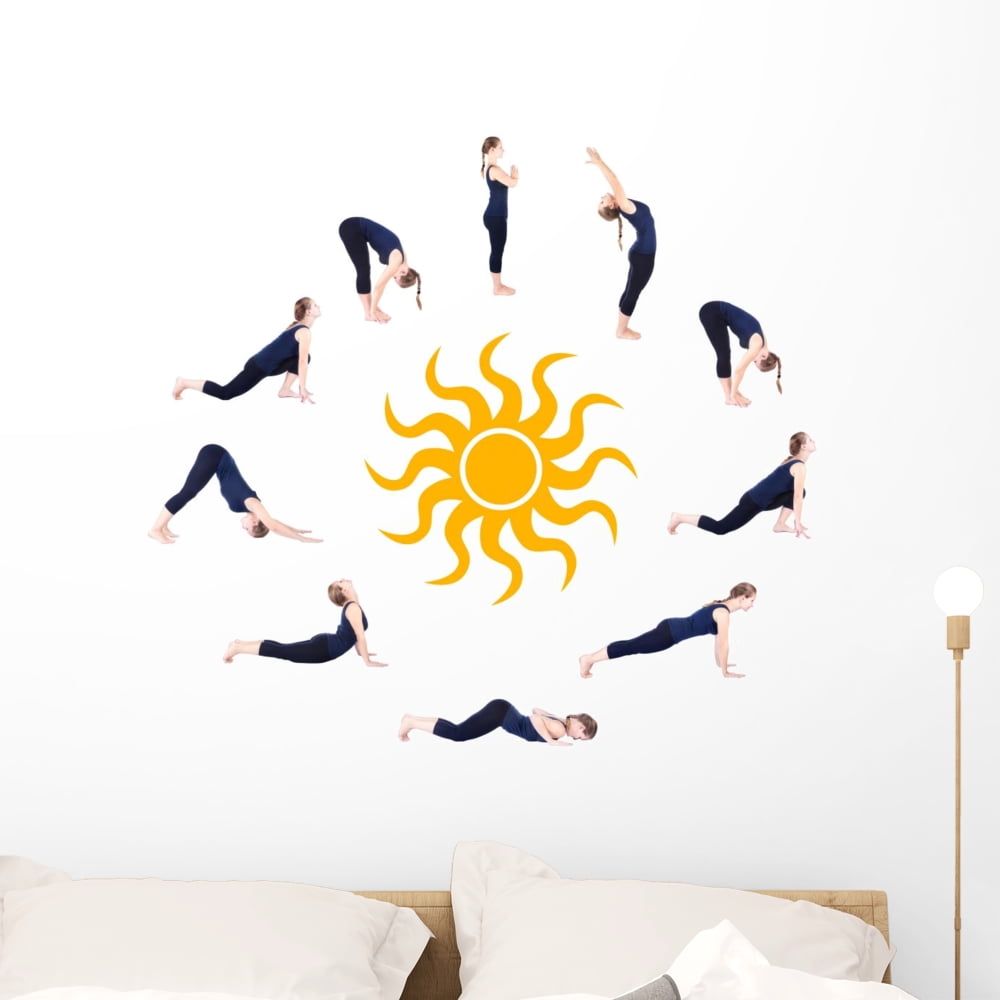 Steps Yoga Surya Namaskar Wall Decal by Wallmonkeys Peel and Stick ...