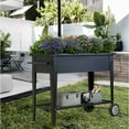 HomeStock Mountain Lodge Black Mobile Metal Raised Garden Bed Planter ...