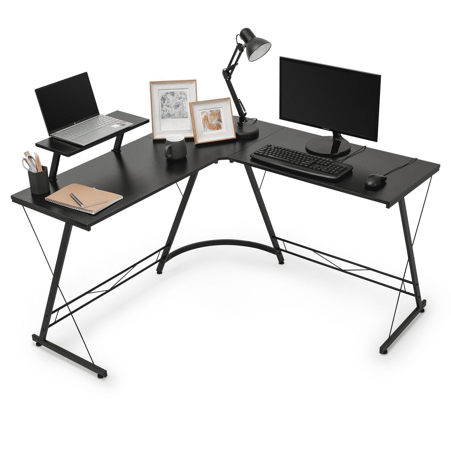 MoNiBloom L Shaped Gaming Home Office Desk, Corner Computer Table, with ...