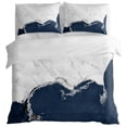 Abstract Marble Stone Texture Queen Size Bed Set,Classic Dark Blue ...