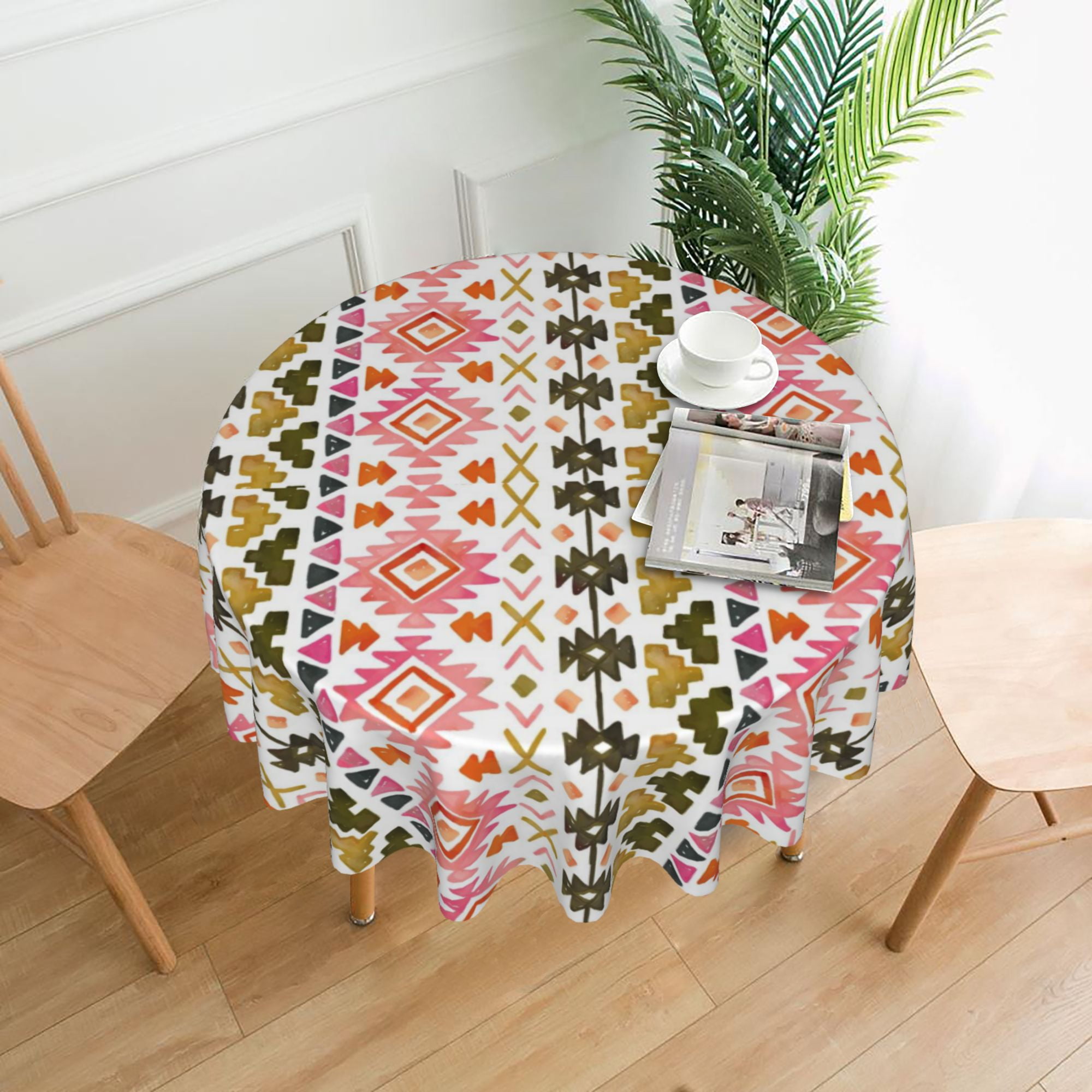 ZICANCN Round Table Cloths 60 Inch, Bohemian Native Geometric Tribal ...