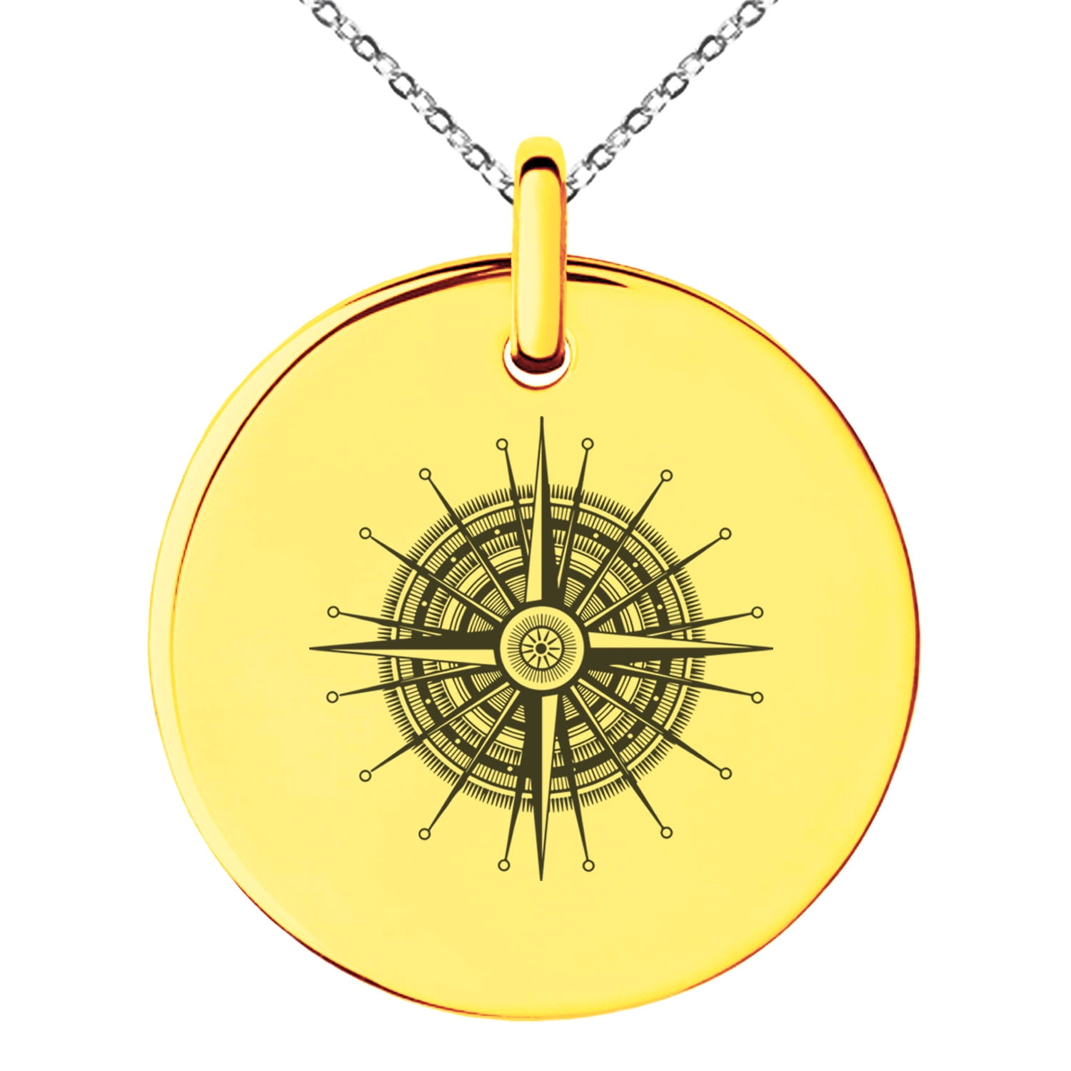 Stainless Steel Nautical Needle Dial Compass Engraved Small Medallion ...