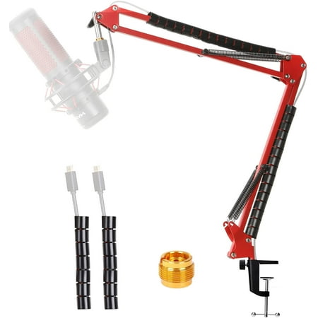 Red Microphone Boom Arm Stand - Adjustable QuadCast Mic Stand with ...