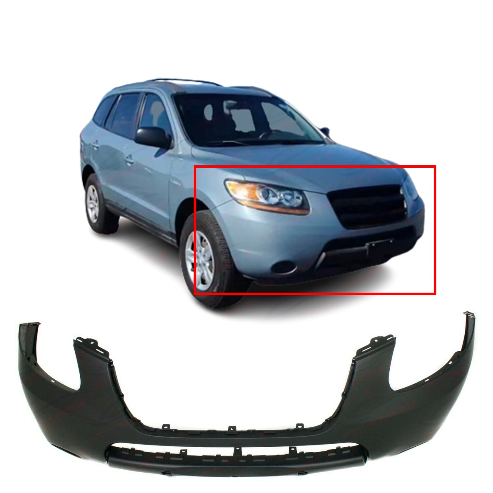 Front Bumper Cover Fascia for 2007 2008 2009 Hyundai Santa Fe w/ Fog ...