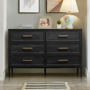 Surmoby 6-Drawer Wide Dresser with Rattan Drawers - Extra Deep Storage ...