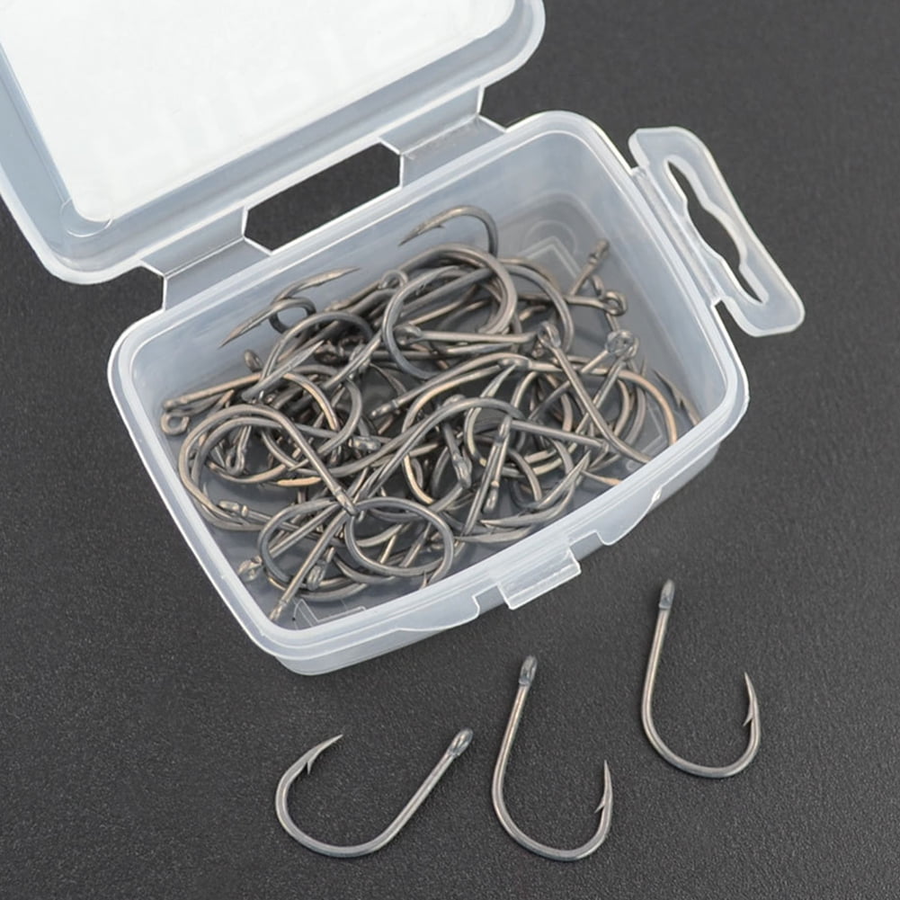 SPRING PARK Barbed Baitholder Fishing Hooks Set, 100PCS Long Shank Beak Bait Holder Hooks ...