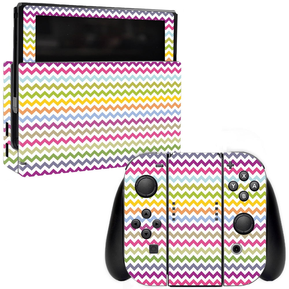 Skin Decal Wrap Compatible With Nintendo Switch Rainbow Chevron ...