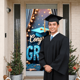 Golden Accents Graduation Banner Blue Graduation Caps Inspirational ...