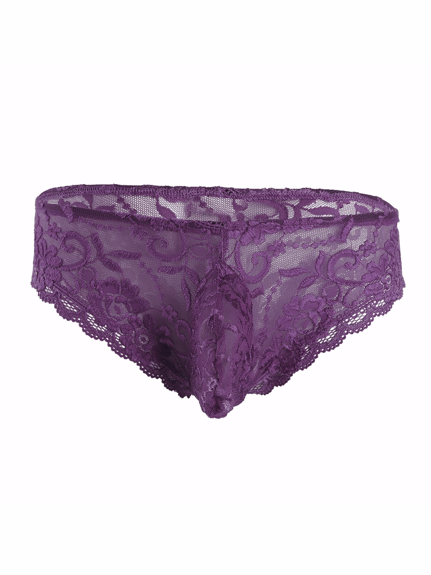 iEFiEL Men Lace Floral Bulge Pouch Low Rise Bikini Briefs Underwear ...