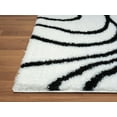 HR Plush Black & White Wave-Patterned Shag Rug, 1-Inch-Thick Soft High ...