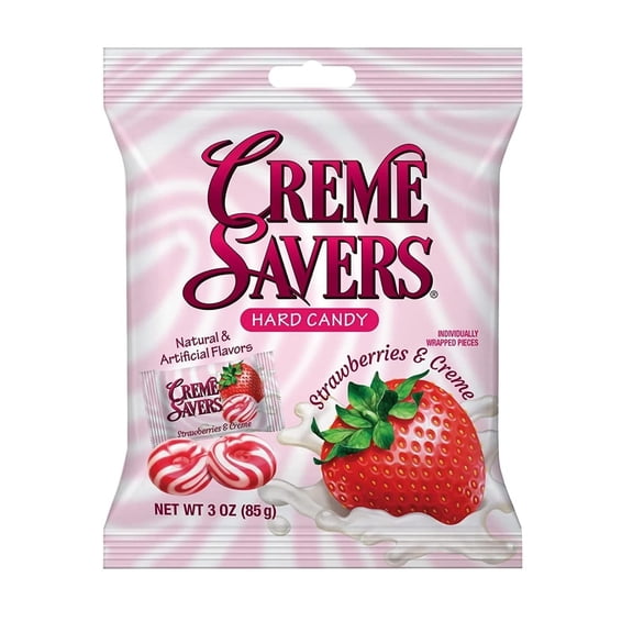 Creme Savers Strawberries and Creme Hard Candy, Classic Original Flavor ...