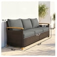 3 Seater Outdoor Couch, PE Wicker Patio Sofa, Gray, Wide Deep Seat, 4 ...