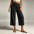 Asgosdo Women Pants Cotton Linen High Waisted Solid Color Straight Leg ...