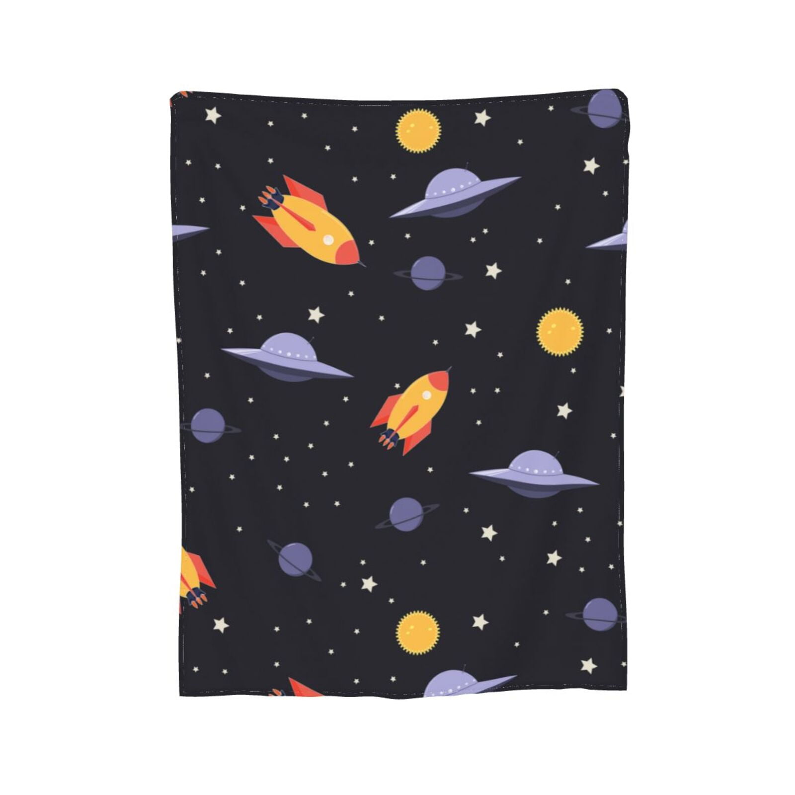 XMXY Fleece Throw Blanket for Couch, UFO Rockets Spaceships Lightweight ...