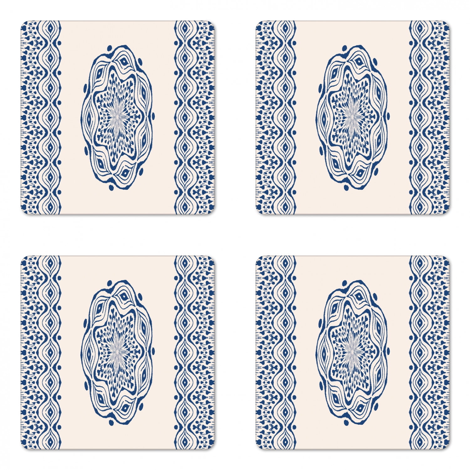 Bohemian Coaster Set of 4, Watercolor Art Style Folkloric Gypsy Motif ...