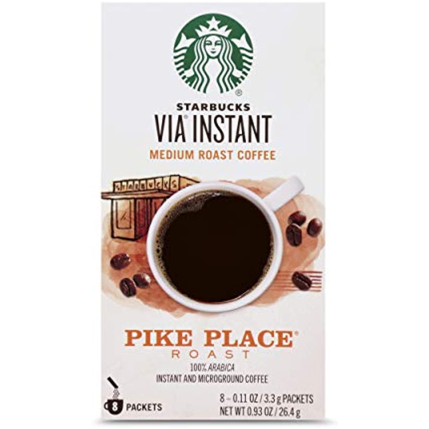 Starbucks Via Instant Coffee, Pike Place Blend, 8 Ct - Walmart.com