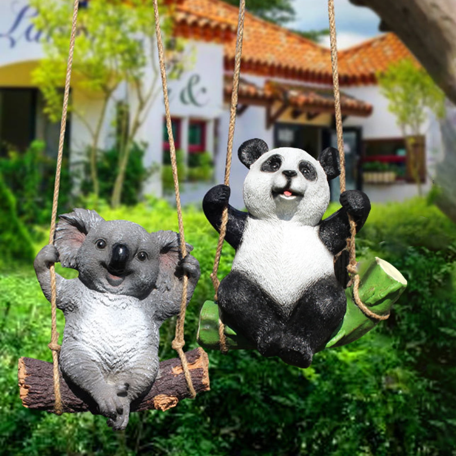 Hesroicy Delicate Animal Figurines Realistic Cartoon Resin Visual Panda ...