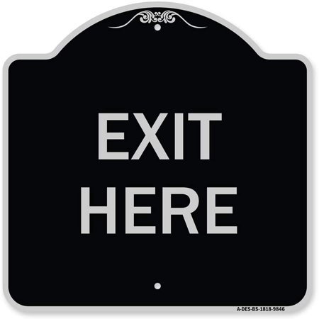 SignMission Designer Series Sign - Exit Here | Black & Silver 18" X 18 ...