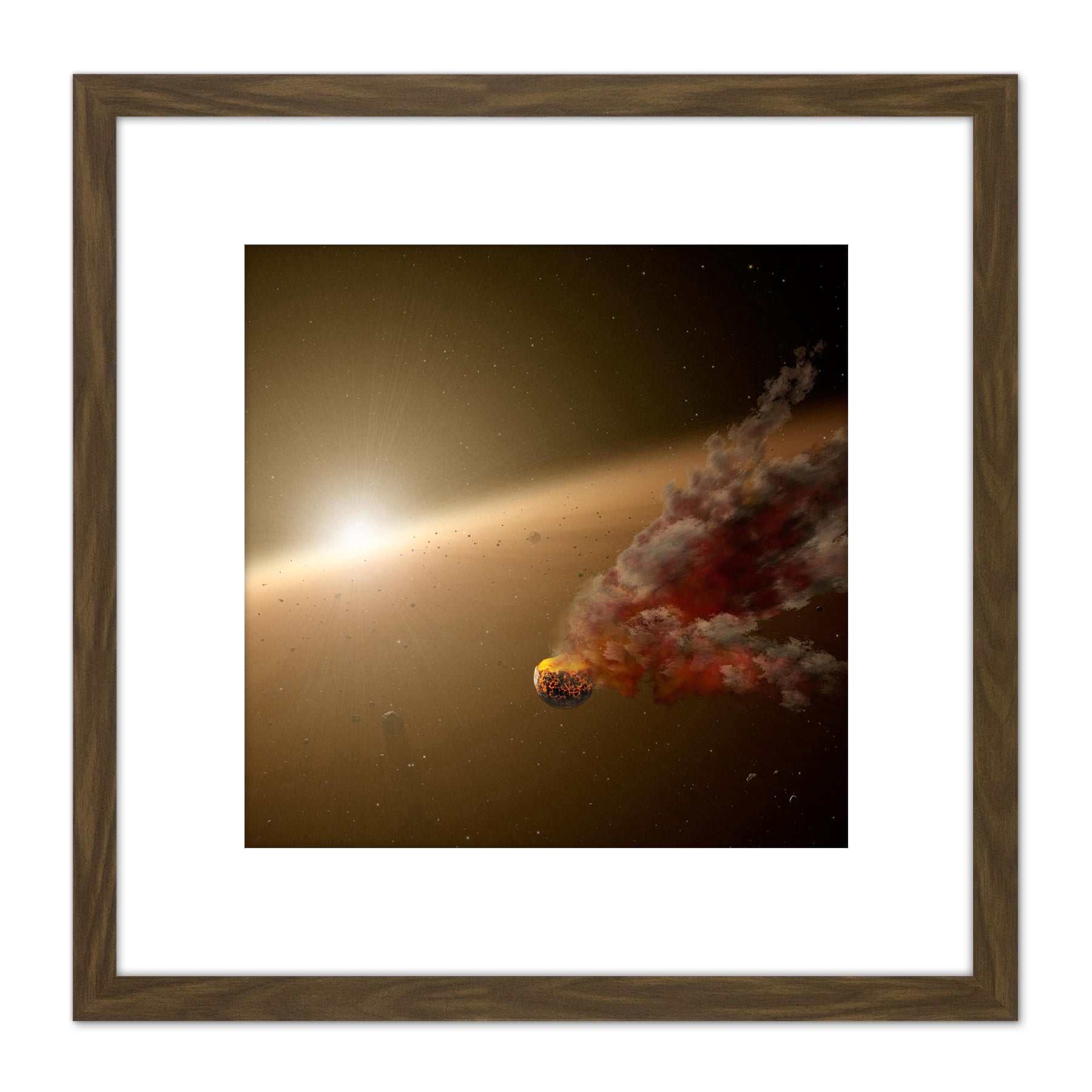 Space NASA Asteroid Collision Star Planet Illustration 8X8 Inch Square ...