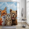 Cute Animals Shower Curtain for Bathroom, Watercolor Fox Bear Cartoon ...