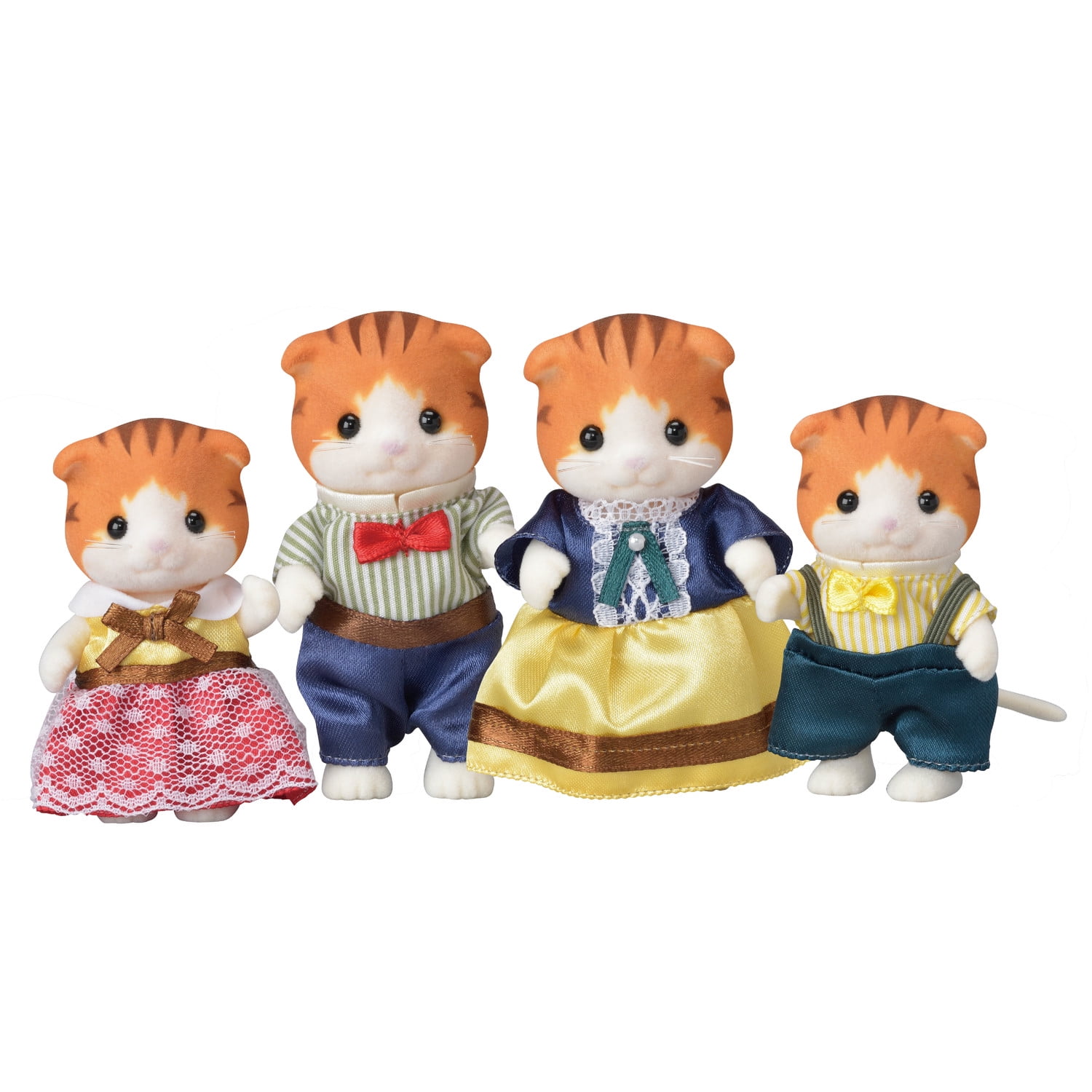 Calico Critters Maple Cat Family, Set of 4 Collectible Doll Figures ...
