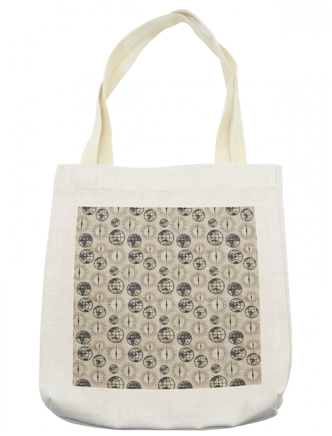 Compass Tote Bag, World Map Pattern with Aged Background Maritime ...