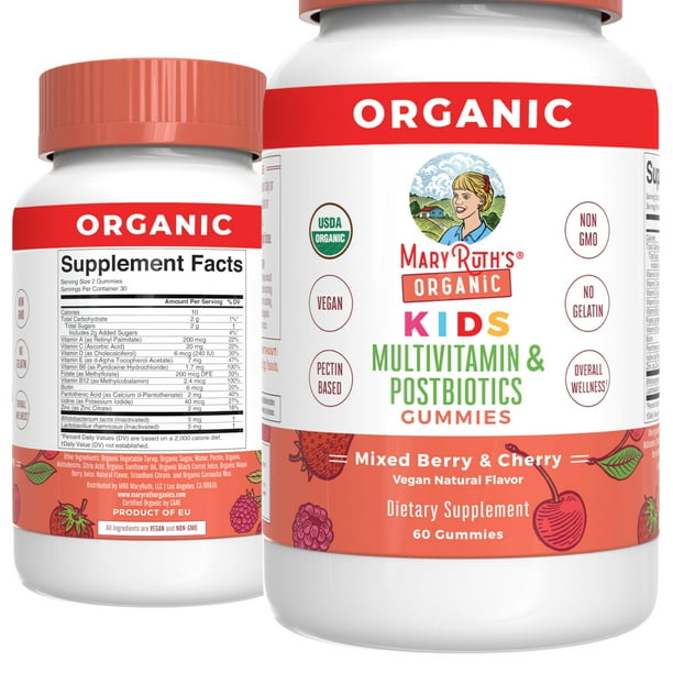 MaryRuth's | USDA Organic Kids Multivitamin Gummies + Postbiotics for ...
