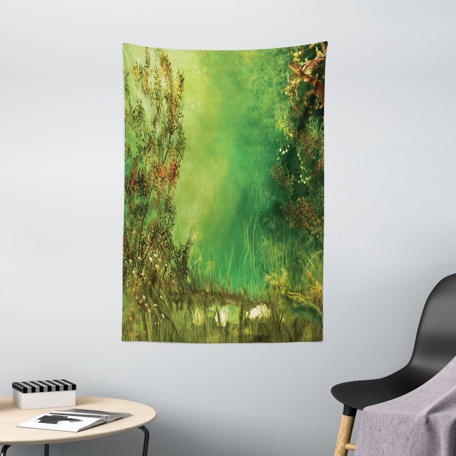 Rainforest Tapestry, Mystic Dreamland Butterflies Fairytale Land Grass ...
