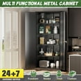 SUNCROWN Metal Storage Cabinet, 72" Black Steel Garage Cabinet with ...