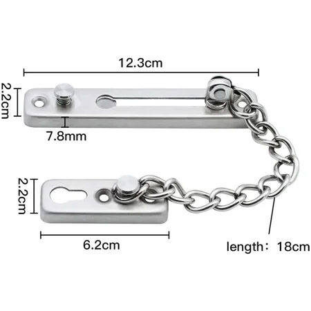 2x Steel Chain Safety Sliding Door Chain Interior Door Chain Thicker ...
