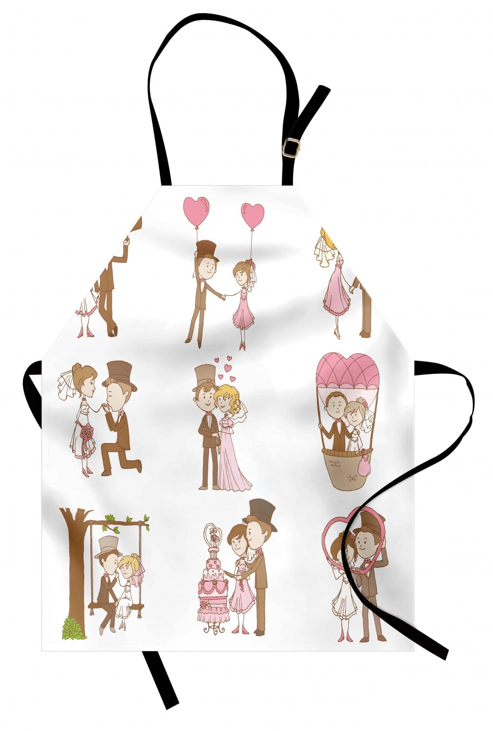 Wedding Apron Wedding Doodle Set Bride and Groom Romantic Retro Style ...