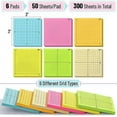 Mr. Pen- Graph Paper Sticky Notes, 6 Pads, 3x3 Inch, Bright Colors ...