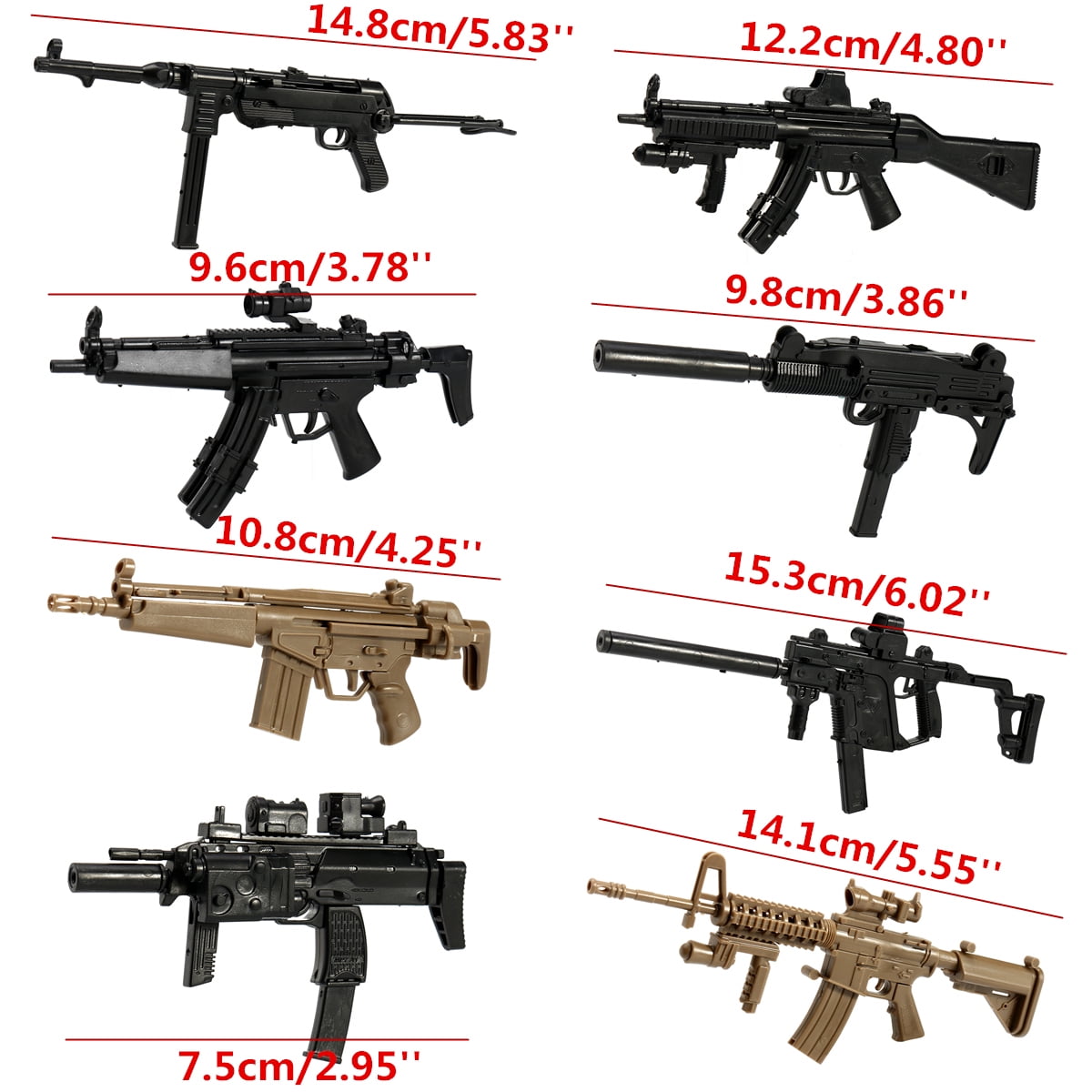 4D Assembled Submachine Gun Weapon Toys Model 8pcs/set 1/6 Scale KRISS ...