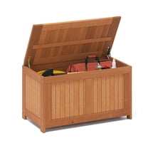 Patiojoy 52 Gallon Wood Deck Box 3-in-1 Patio Storage Bench Stool w ...