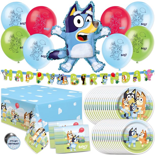 Bluey Bash Kit - Complete Bluey Birthday Party Supplies Set with ...