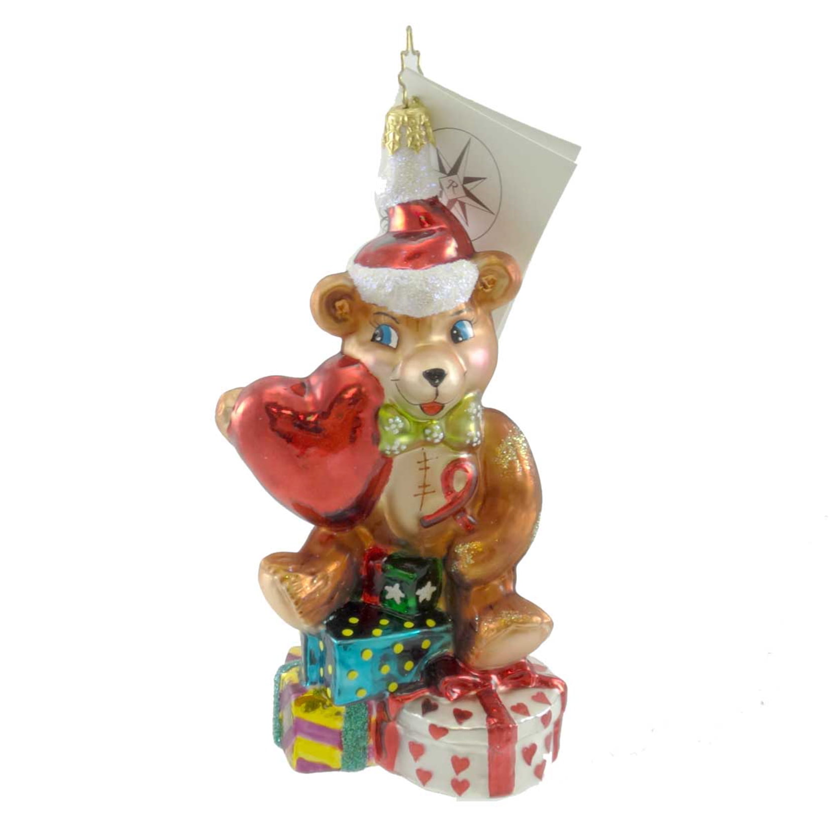 Christopher Radko HEARTFELT JOY Glass Ornament Teddy Bear Heart ...