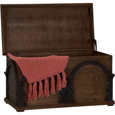 Household Essentials Stripped Weathered Wooden Storage Trunk, Large ...