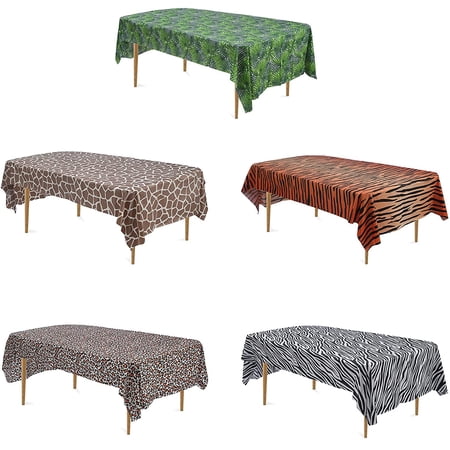 5 Pieces Animal Safari Tablecloth Birthday Decorations,Jungle Theme ...