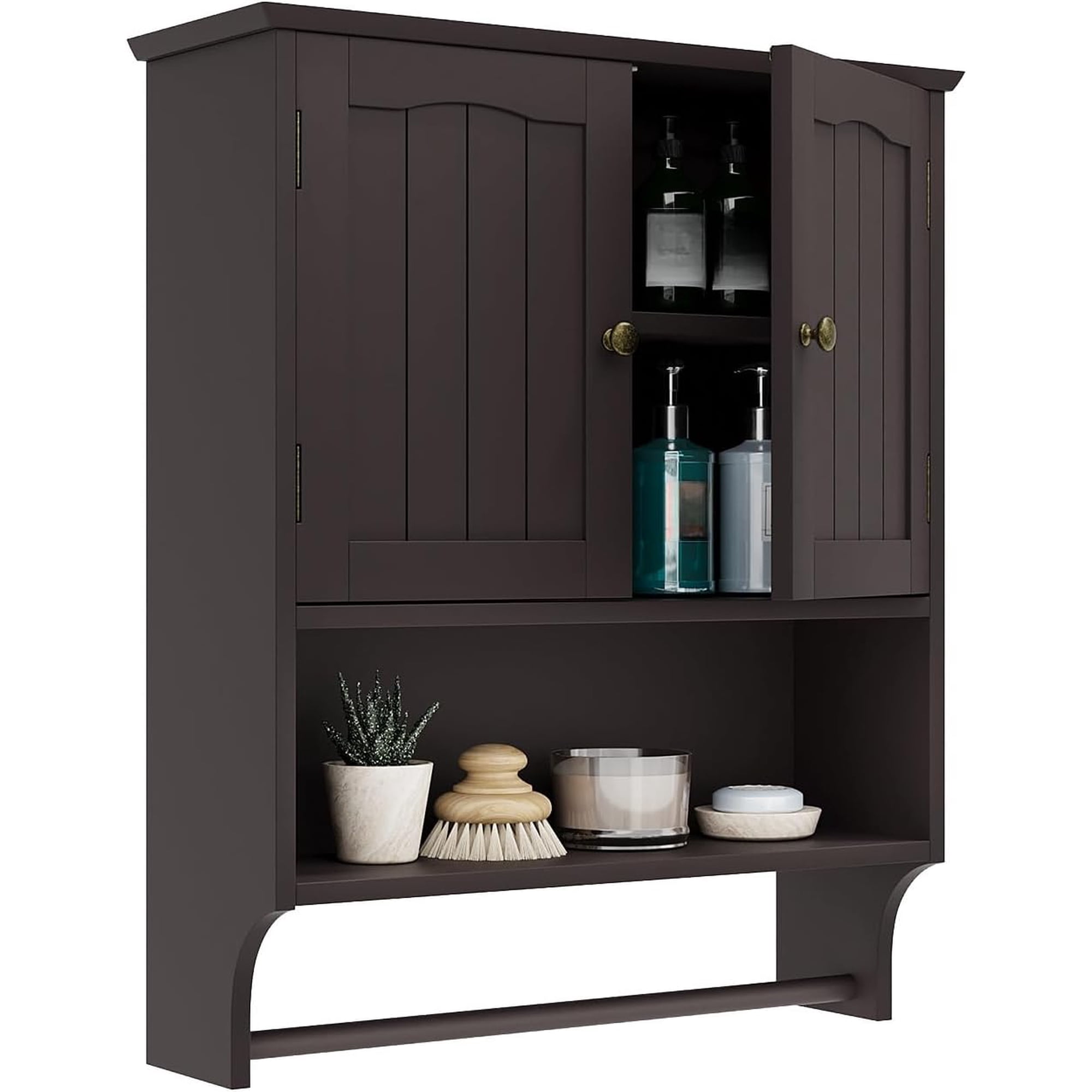 Click here for Jmhbb Brown Wall Mounted Bathroom Cabinet With Tow... prices