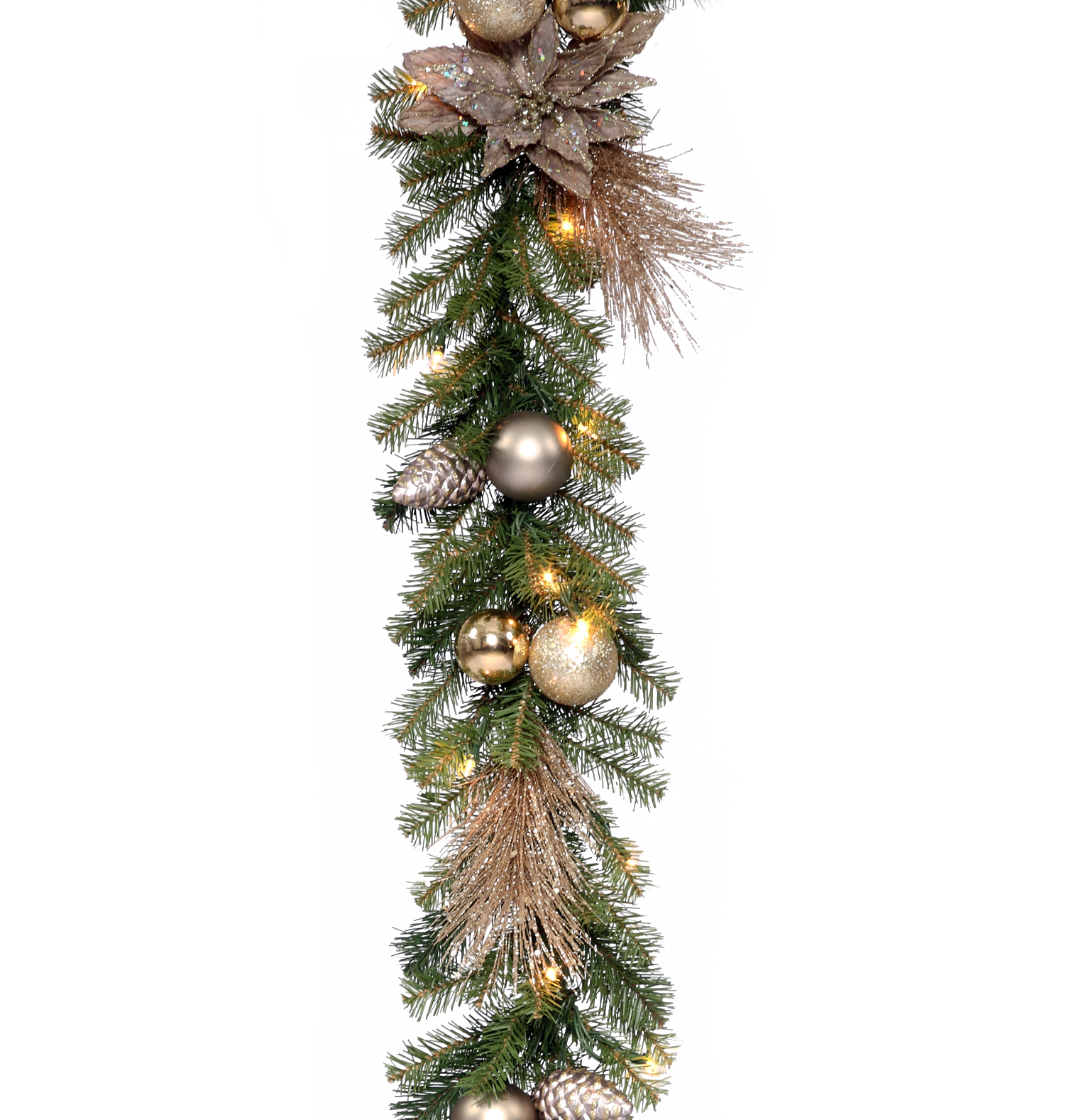 9' x 12" Decorative Collection Metallic Garland with 35 Clear Lights ...