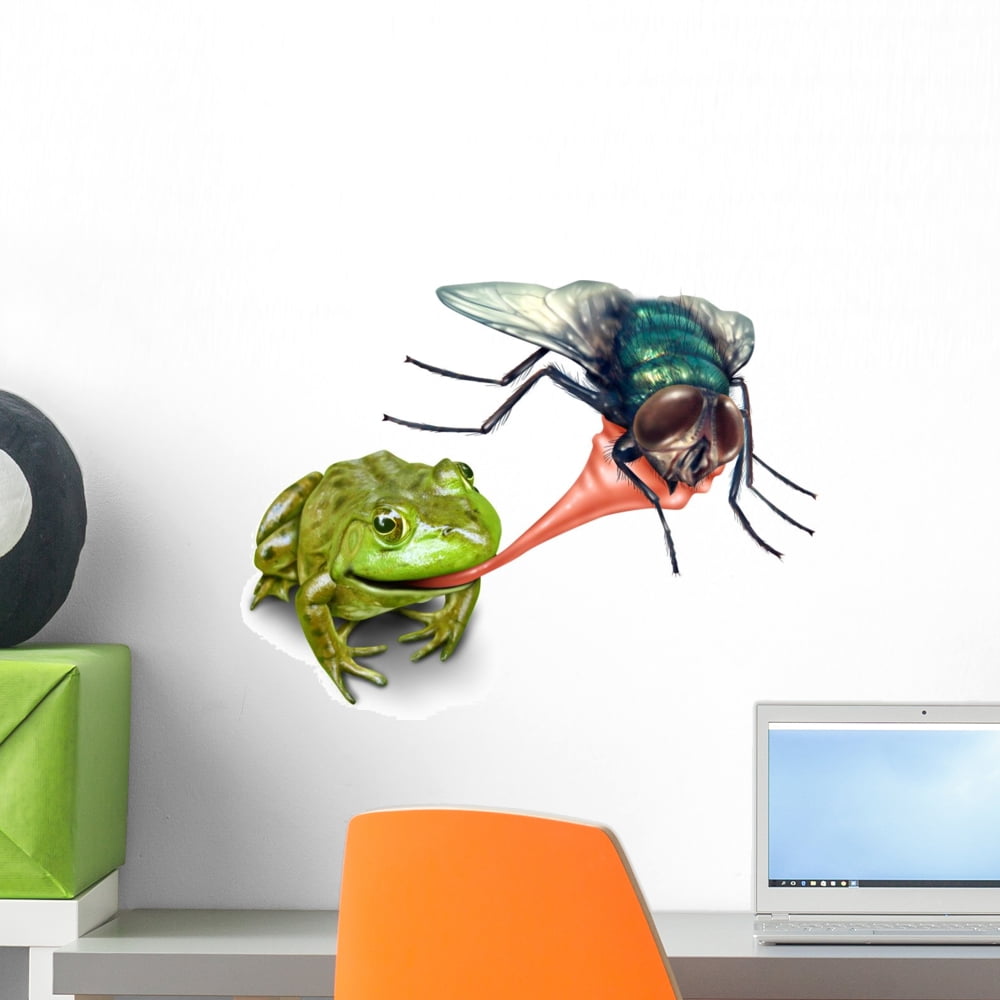 Frog Catching Bug Wall Mural Decal by Wallmonkeys Vinyl Peel and Stick ...