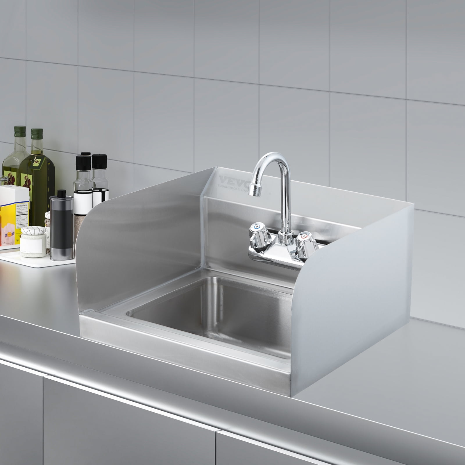 BENTISM 17"x12.8" Commercial Hand Wash Sink Wall Mount Basin Stainless ...